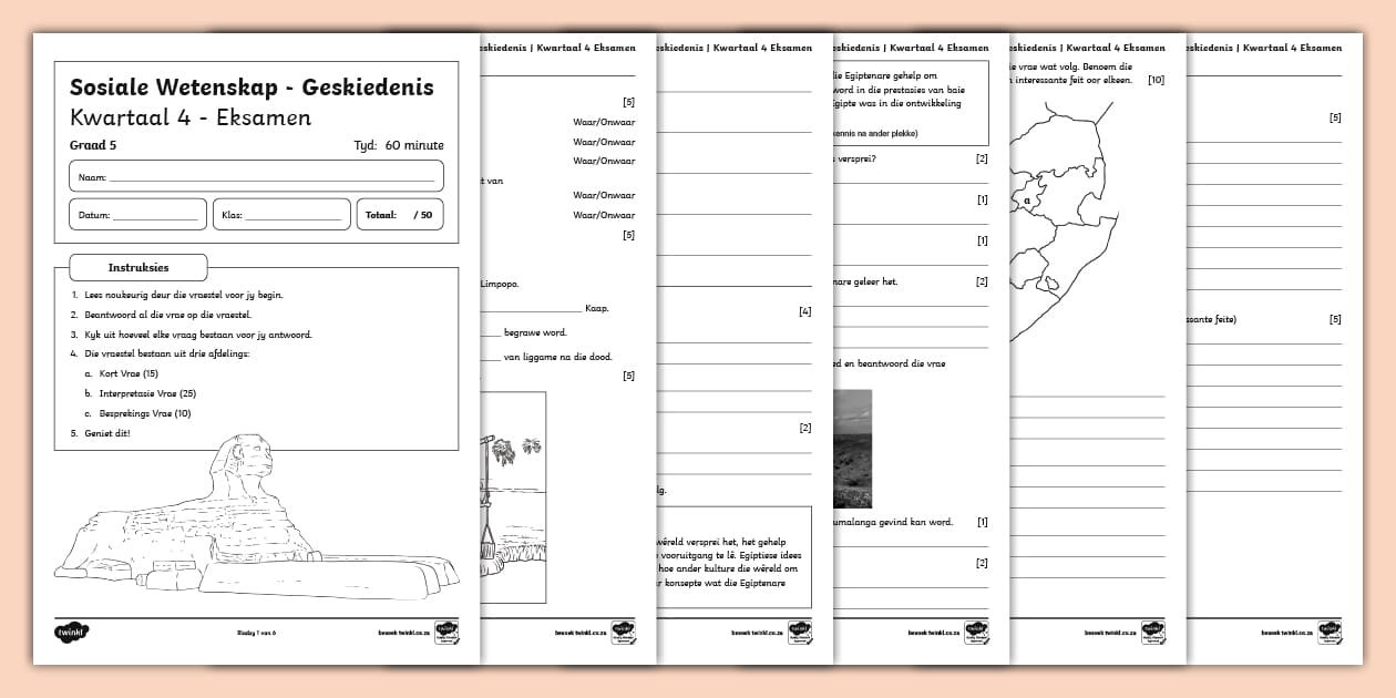 Graad 5 Sosiale Wetenskap: Geskiedenis Eksamen Kwartaal 4