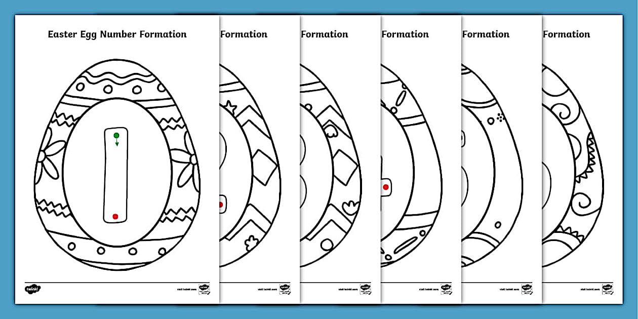 Easter Egg Number Formation 1 to 20 Colouring Pages | Twinkl