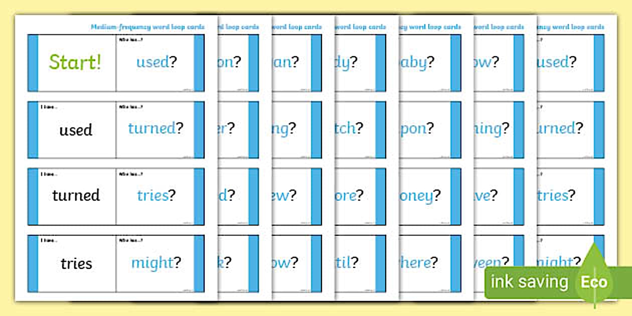 Medium Frequency Words Loop Cards Set 2 (Y4 & Y5)