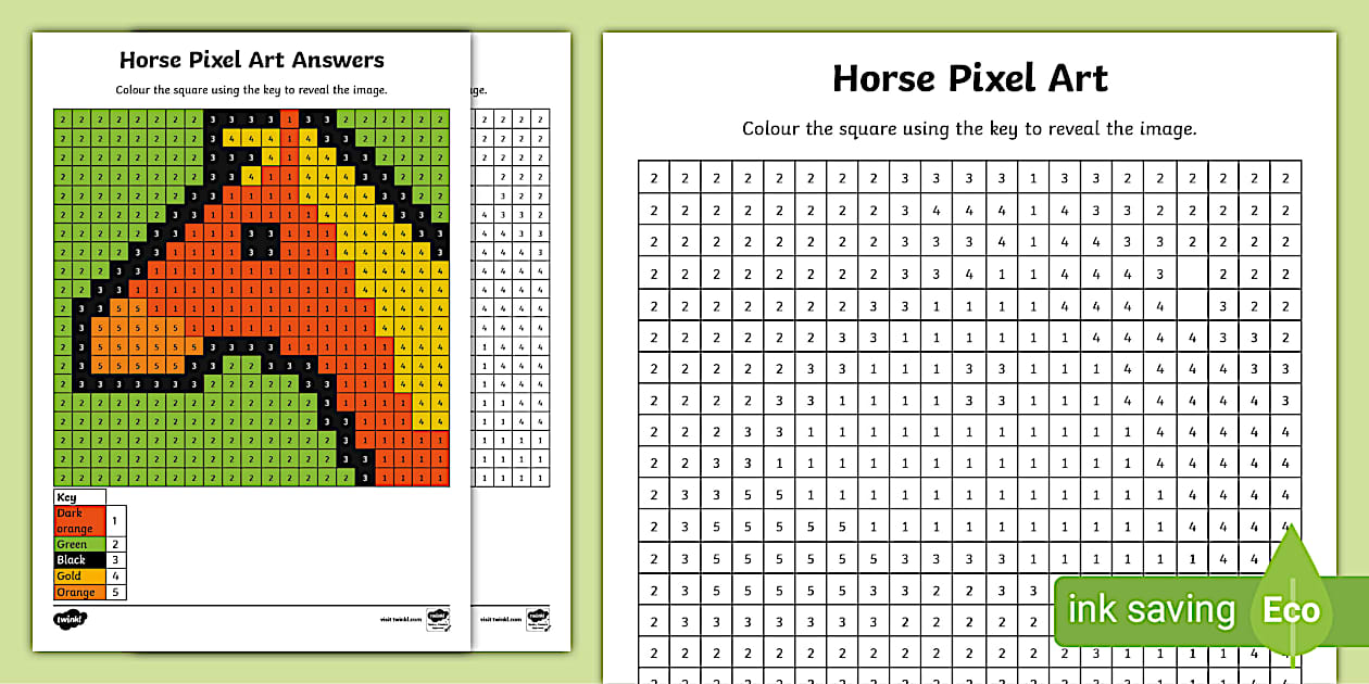 Horse Pixel Art Template (teacher made) - Twinkl