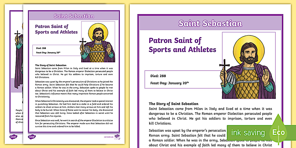 St Sebastian Patron Saint of Athletes Fact File - Twinkl