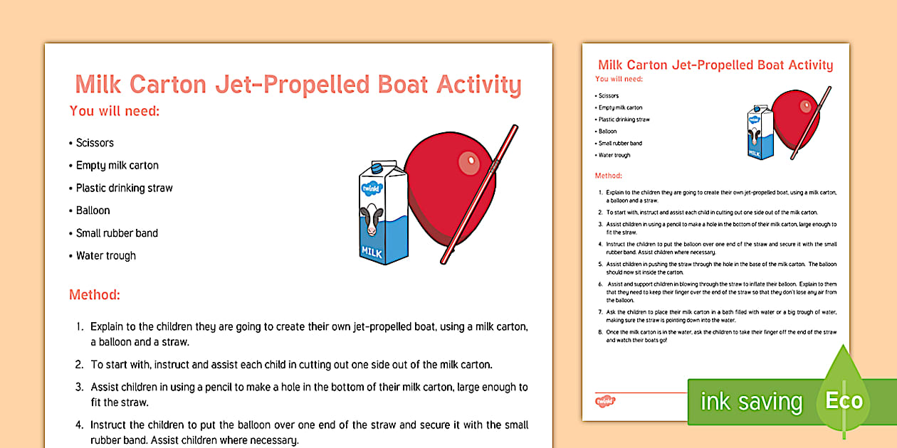 Milk Carton Jet-Propelled Boat Activity (teacher made)