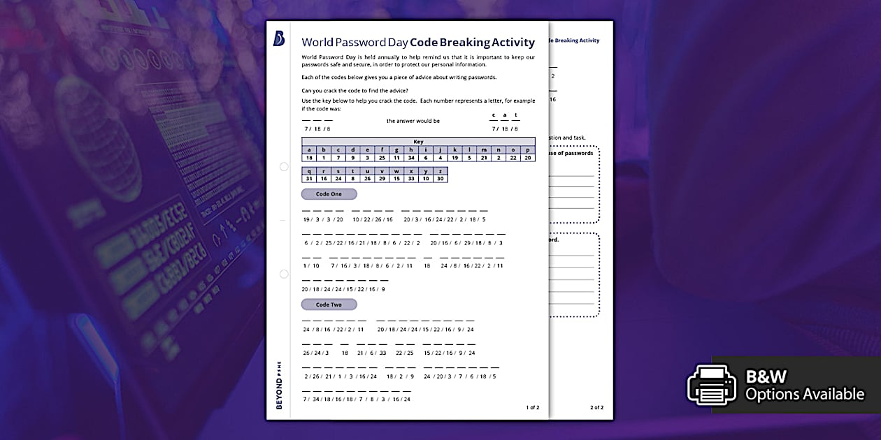 World Password Day Activity Sheet - Twinkl