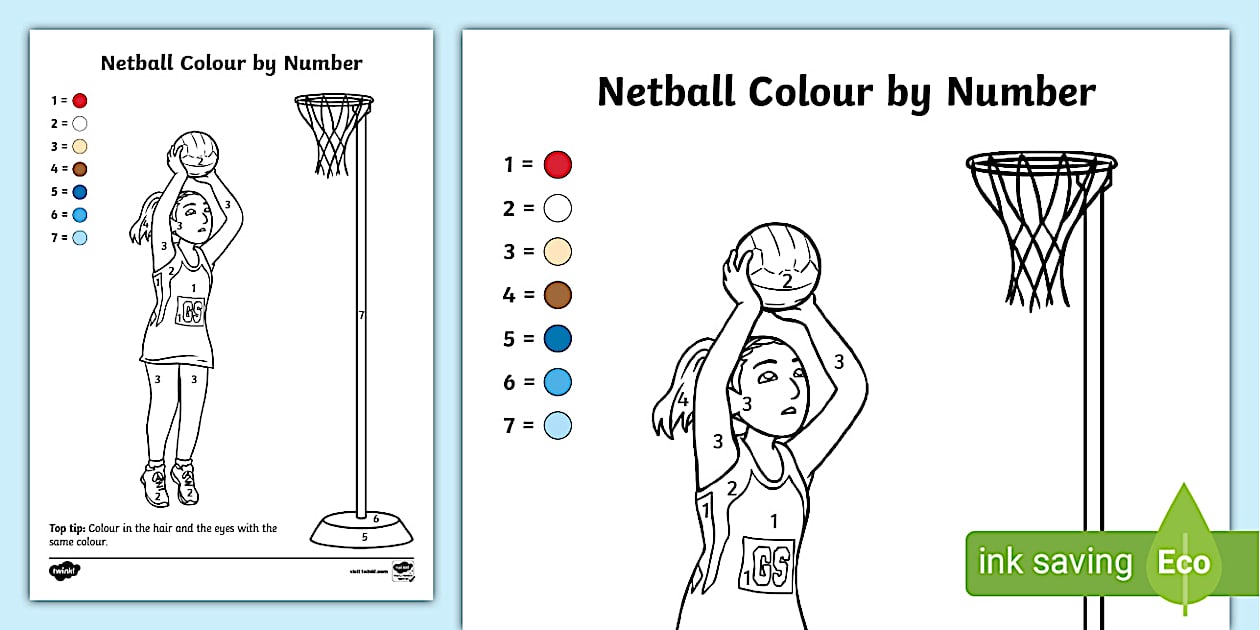 Netball Colour-By-Number Worksheet | Twinkl KS1 | Colouring