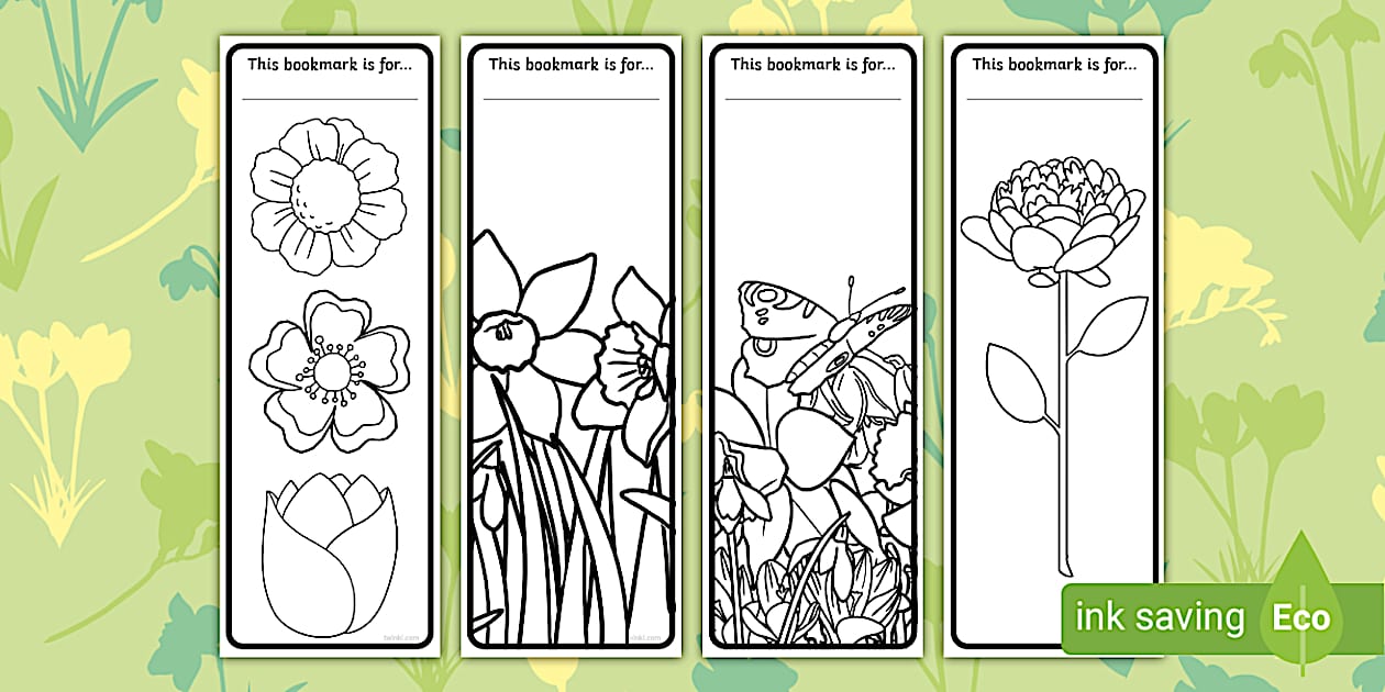 Cute Flower Bookmarks to Colour (teacher made) - Twinkl