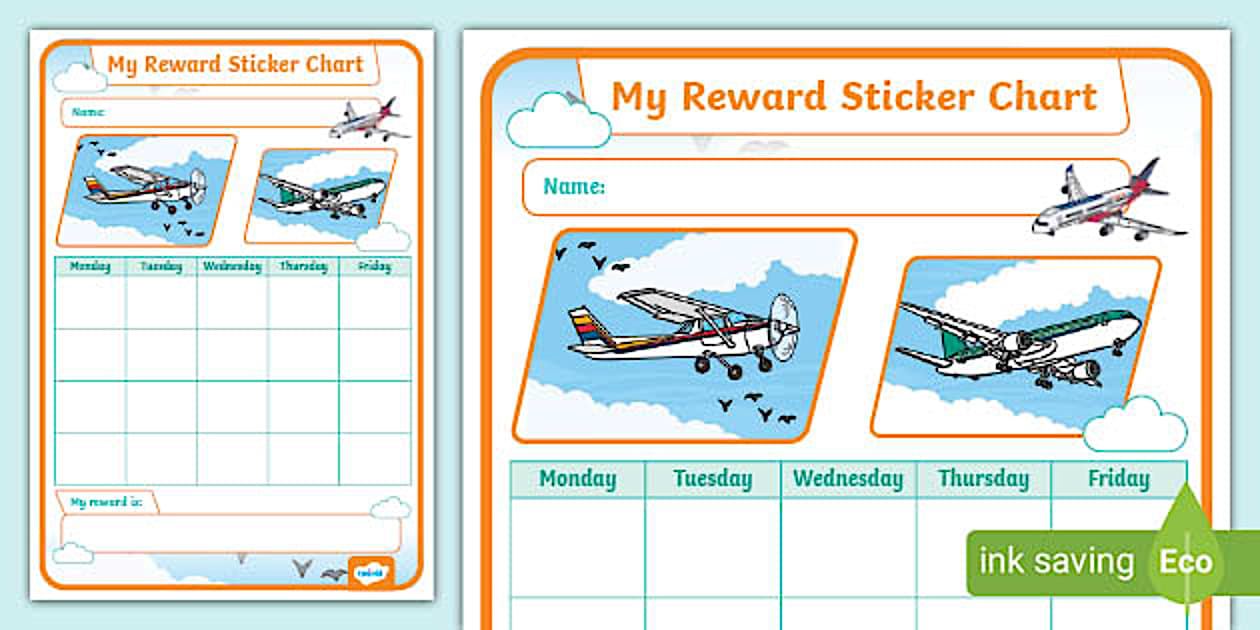 Aeroplane-Themed Reward Sticker Chart - Twinkl - KS1
