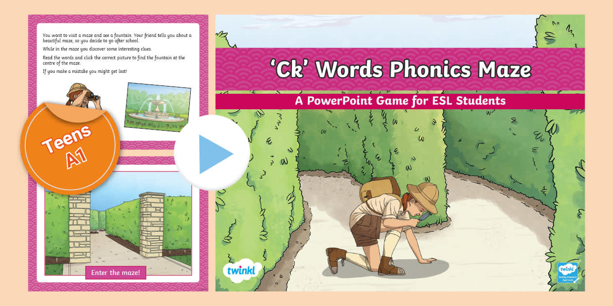 ESL 'ck' Words Phonics Maze PPT Game (teacher made) - Twinkl