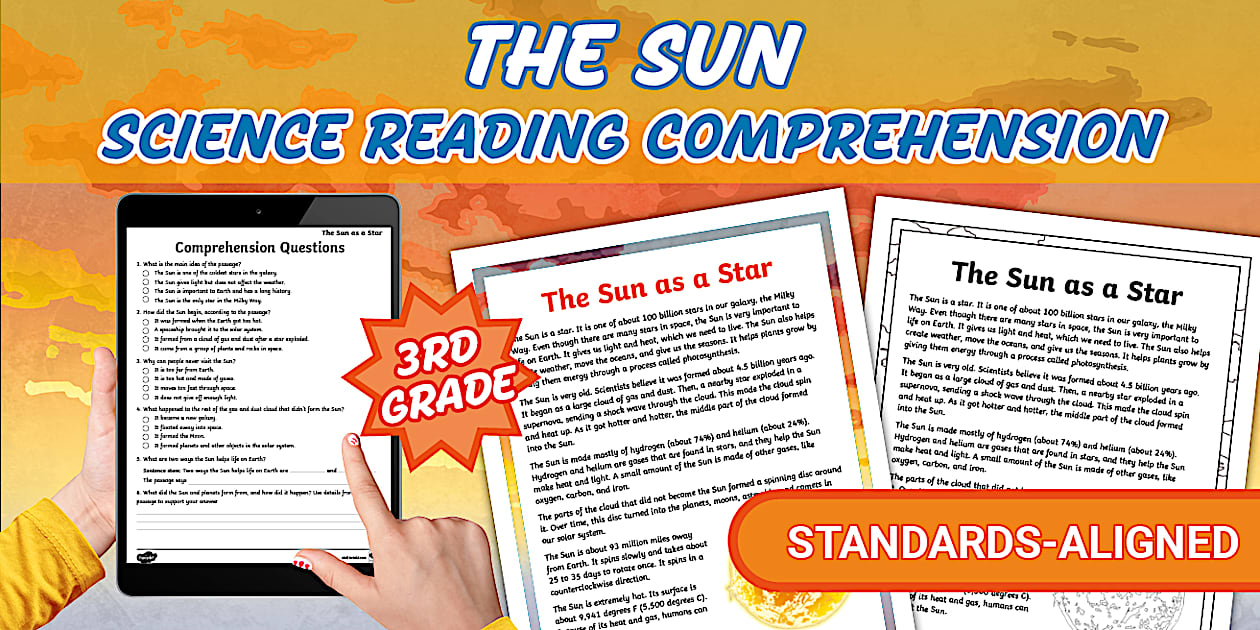 Third Grade The Sun Science Reading Comprehension Worksheet