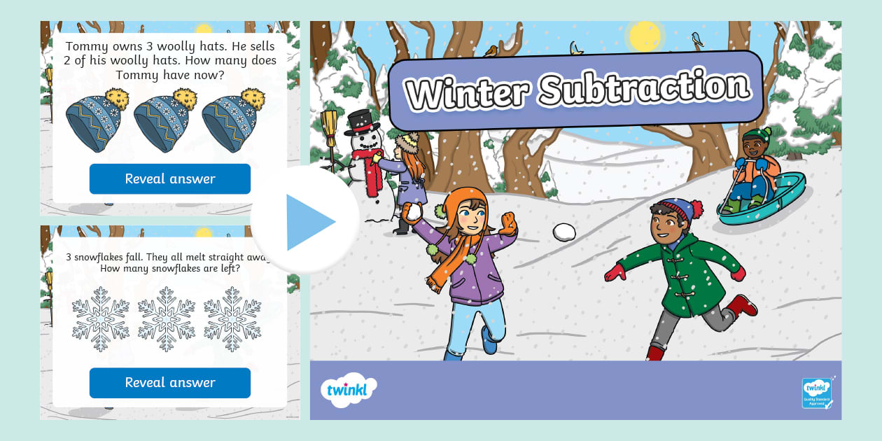 EYFS Winter Themed Subtraction PowerPoint - Twinkl