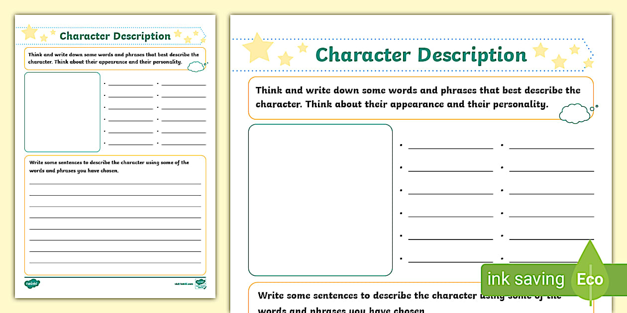 Character Description Writing Template (teacher made)