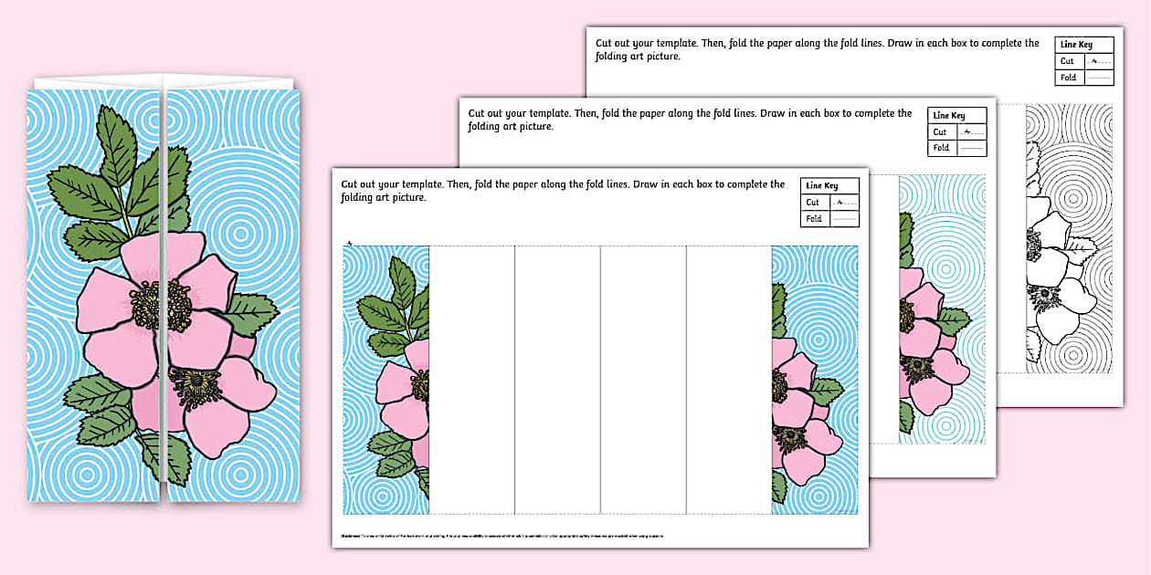 Flowers Folding Art Template - Twinkl Art - Twinkl