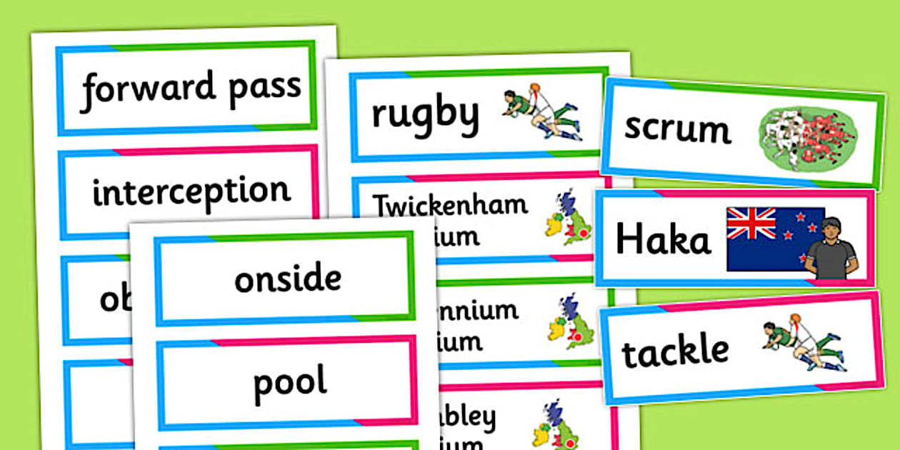 Dyslexic Rugby World Cup Vocabulary Cards (teacher made)