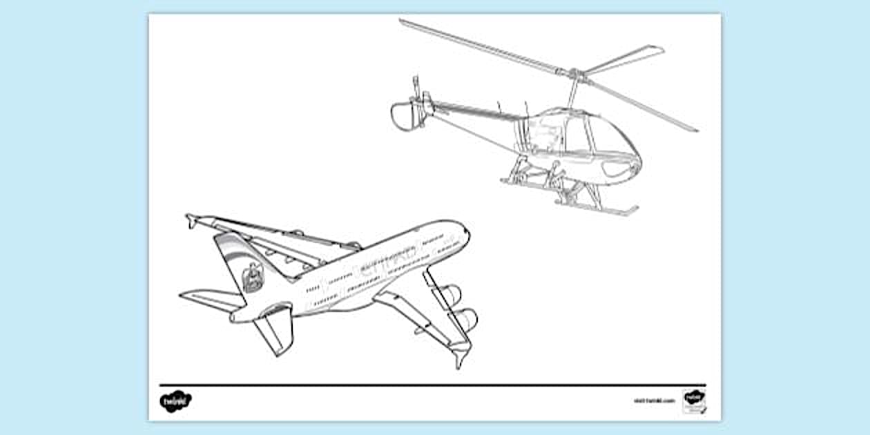 Air Transportation Colouring Page (teacher made) - Twinkl