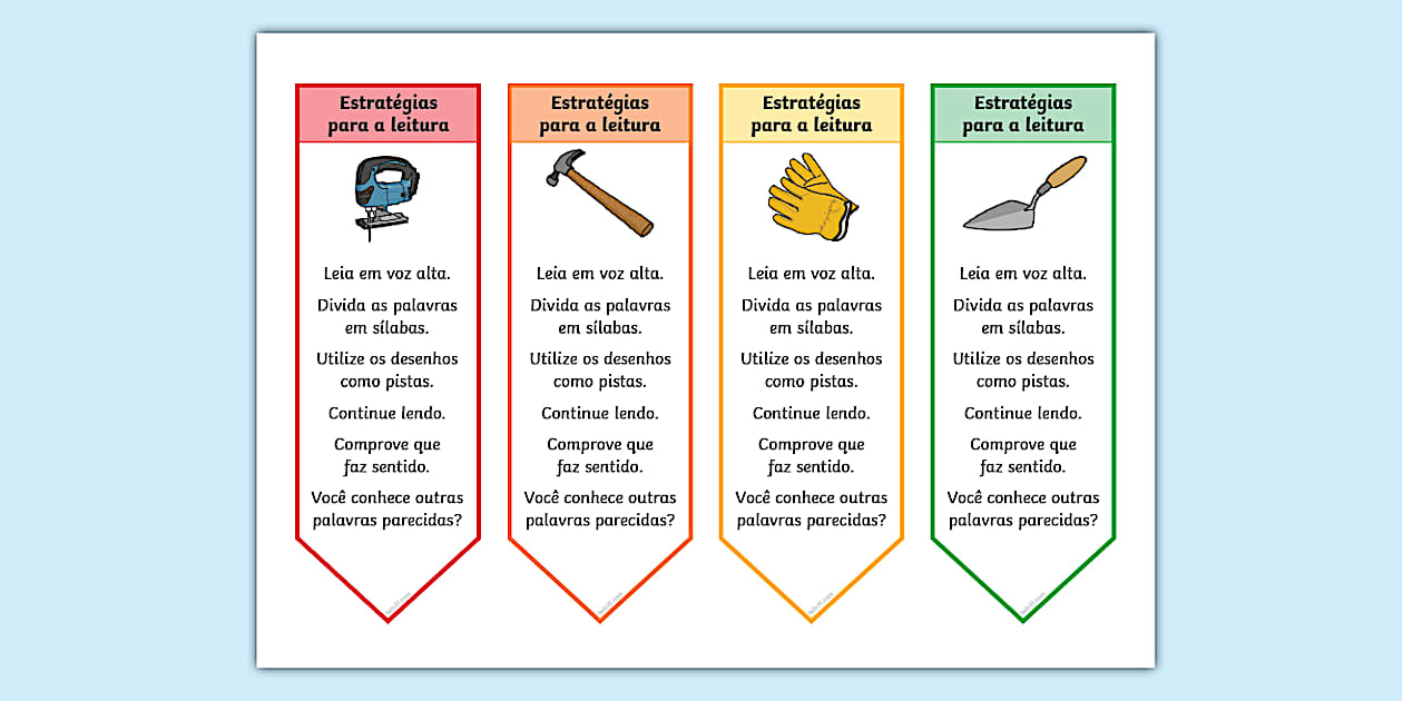 Estratégias para a leitura - Marcador de livros - Twinkl