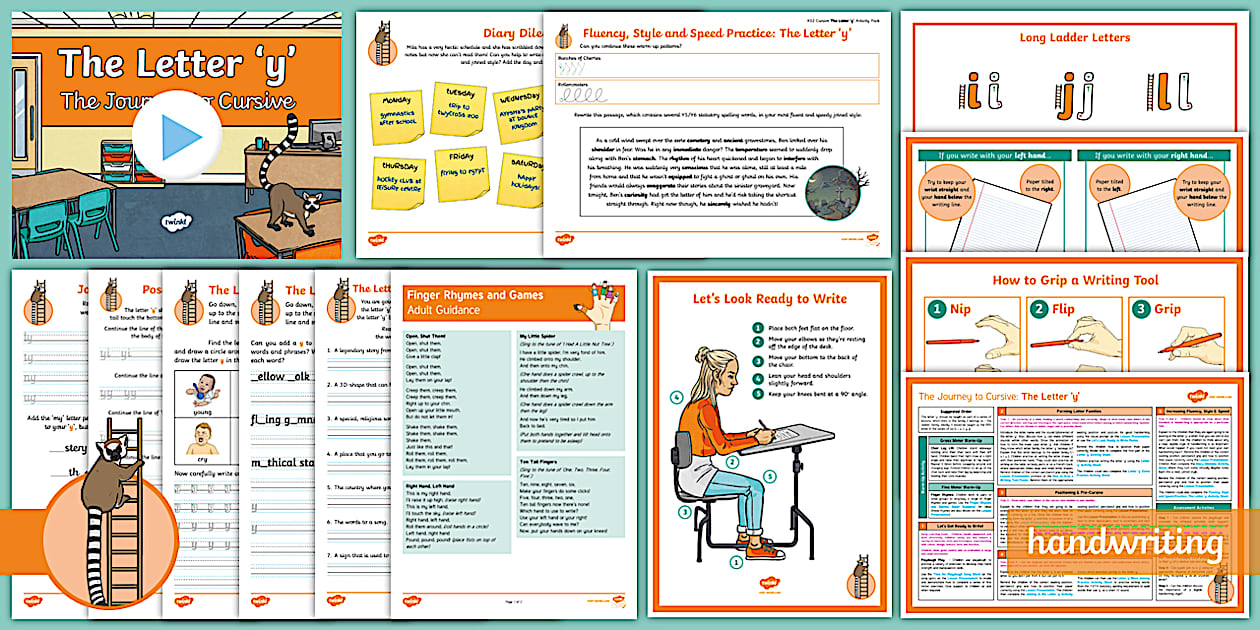 Cursive Letter 'Y' Handwriting Practice - KS2 - Twinkl