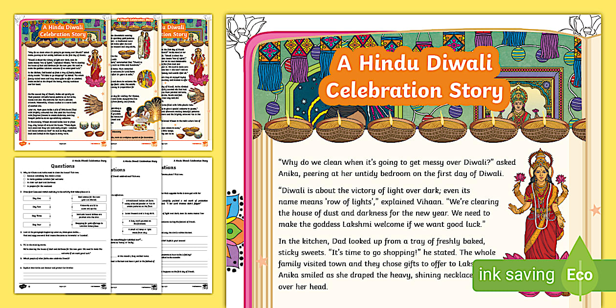 UKS2 A Hindu Diwali Celebration Story Reading Comprehension