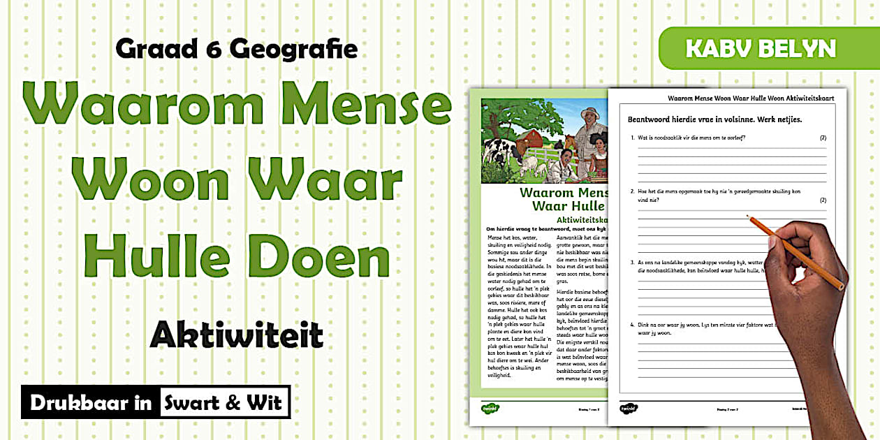 Gr 6 Geografie KW 4 – Hoekom Mense Woon Waar Hulle Woon