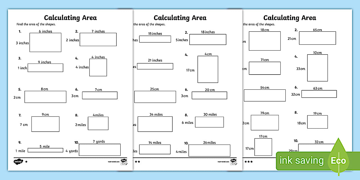 Third Grade Area Worksheets | Math | Twinkl USA - Twinkl