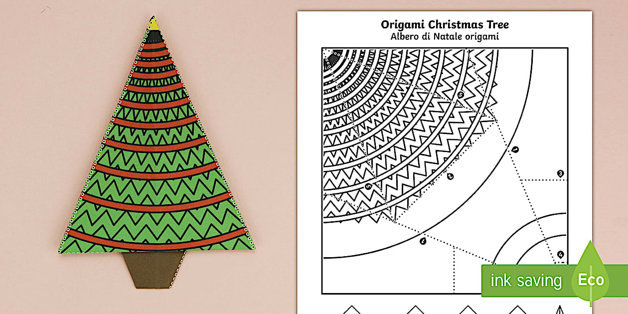 Simple Origami Christmas Tree Paper Craft English/Italian