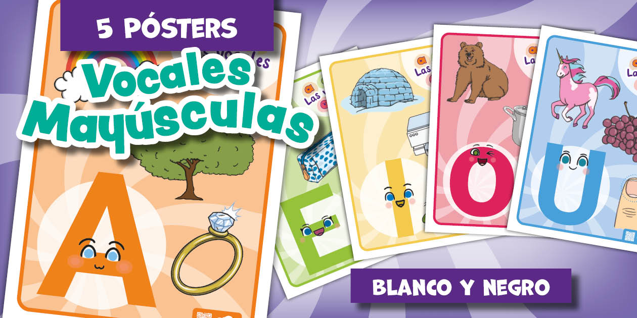 Póster Vocales Mayúsculas |Lectoescritura| Preescolar |PK| K