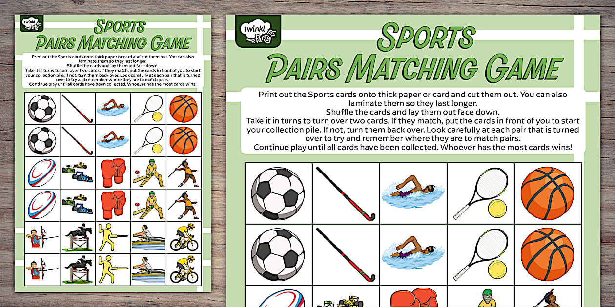 Sports Matching Pairs Game Printable | Twinkl Party