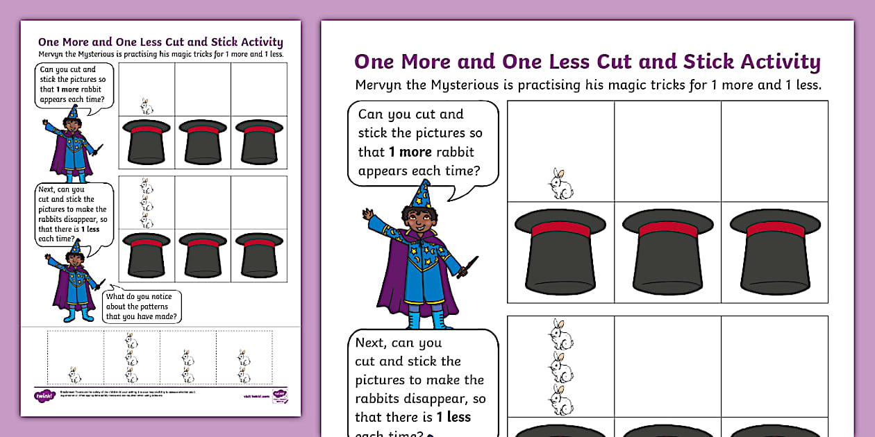 👉 The Magic of One More and One Less Cut and Stick Activity