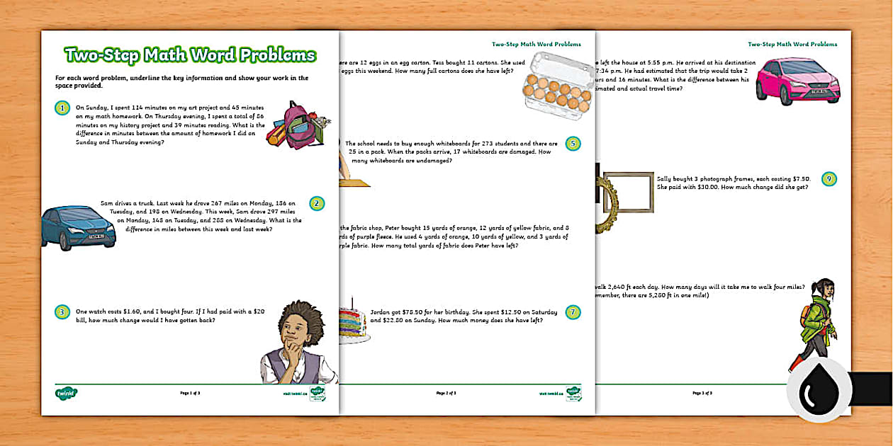 Two-Step Math Word Problems – Problem-Solving Activity