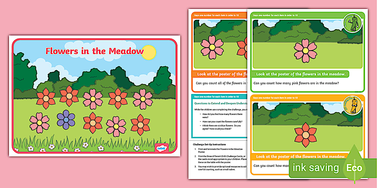 👉 EYFS Chilli Challenges: Counting to 10 Flowers in the Meadow