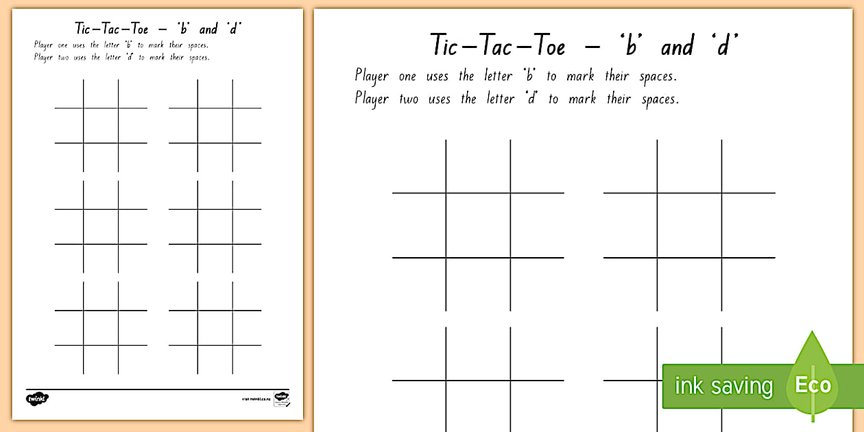 Letter Discrimination Tic-Tac-Toe Worksheet - Twinkl