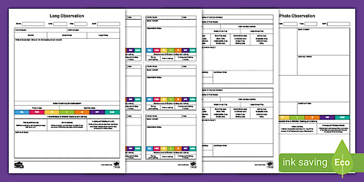 Sample Observations In Early Years - Templates Pack - Twinkl