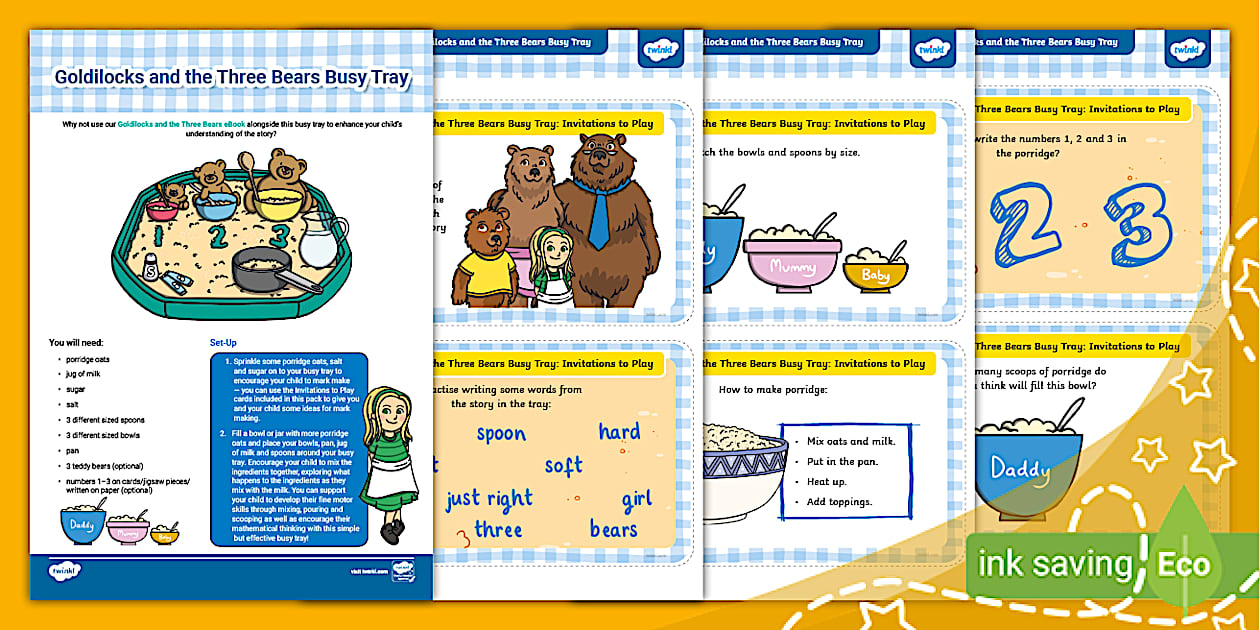 Goldilocks and the Three Bears Busy Tray (teacher made)