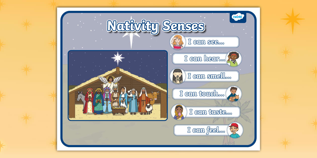 * NEW * Nativity Senses Display Poster - Twinkl Display