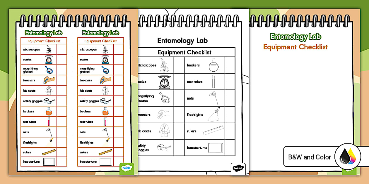 Entomology Lab Dramatic Play Equipment Checklist - Twinkl
