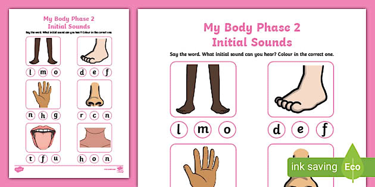 All About Me: My Body Phase 2 Initial Sounds Activity