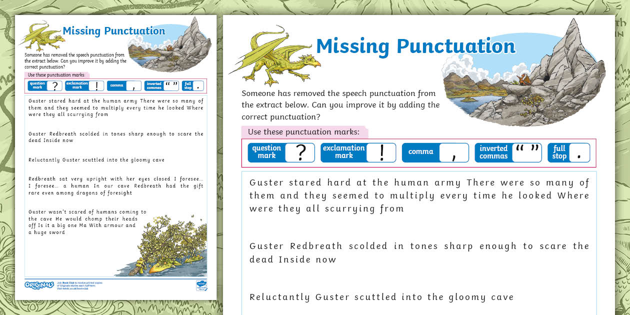 The Wyrmstooth Crown Direct Speech Punctuation Worksheet 2