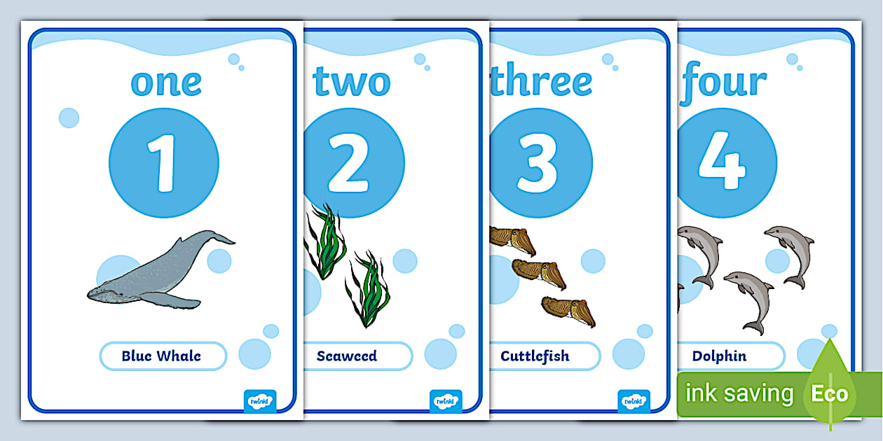 Numbers 0-20 Display Poster Under the Sea Themed - Twinkl