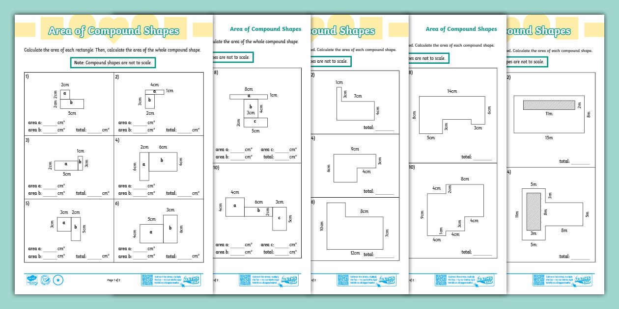 Compound Shapes Area Worksheets | Maths | Teacher-Made