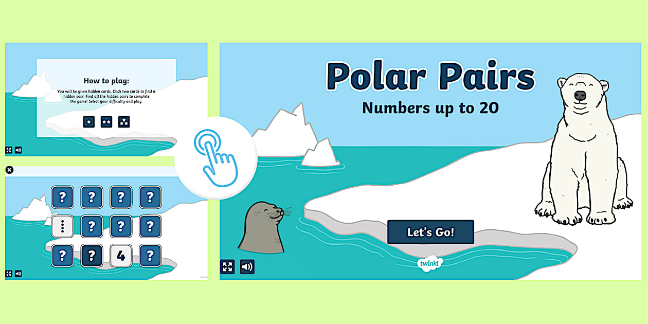 Polar Pairs: Numbers up to 20 Game (teacher made) - Twinkl