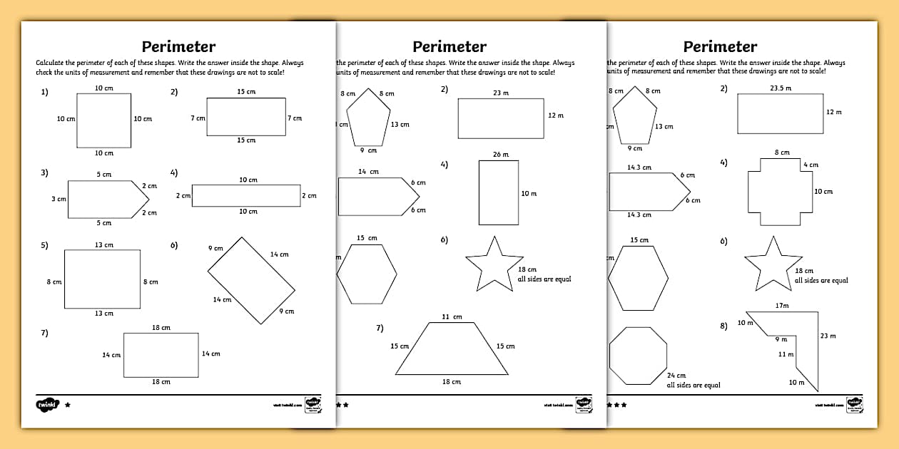Differentiated Perimeter Activity Sheets for 3rd-5th Grade
