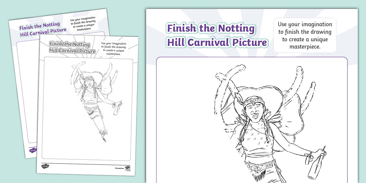 Notting Hill Carnival Finish the Picture Worksheet - Twinkl