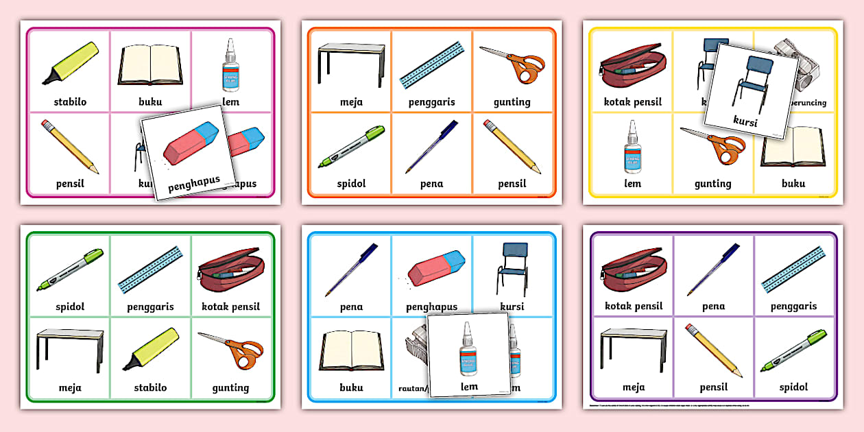 Back to School Bingo - Indonesian Classroom Items - Twinkl