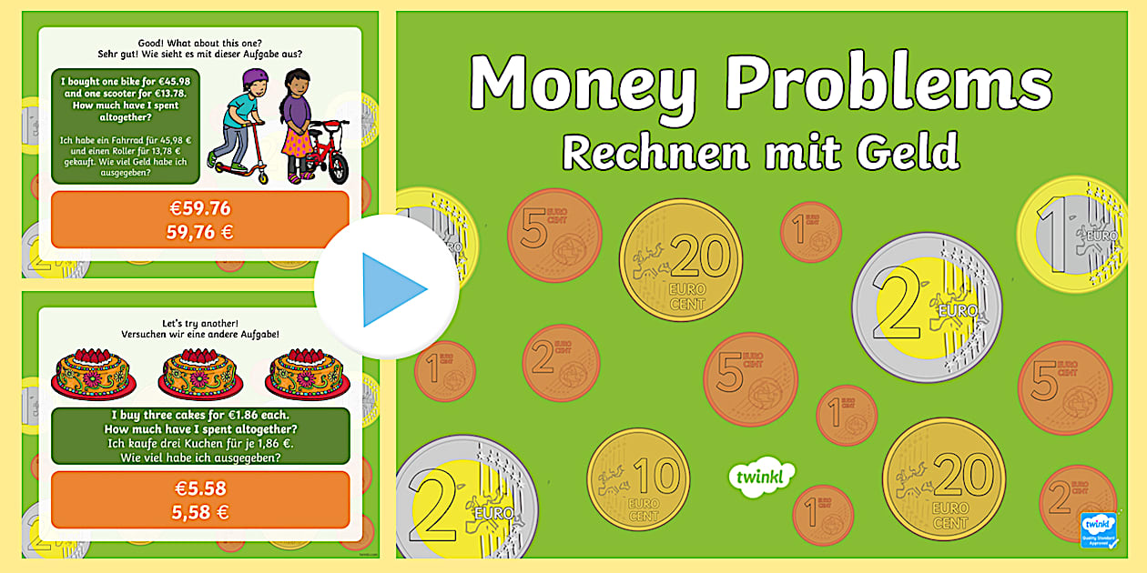 Euro Money Problem Task Setter PowerPoint English/German