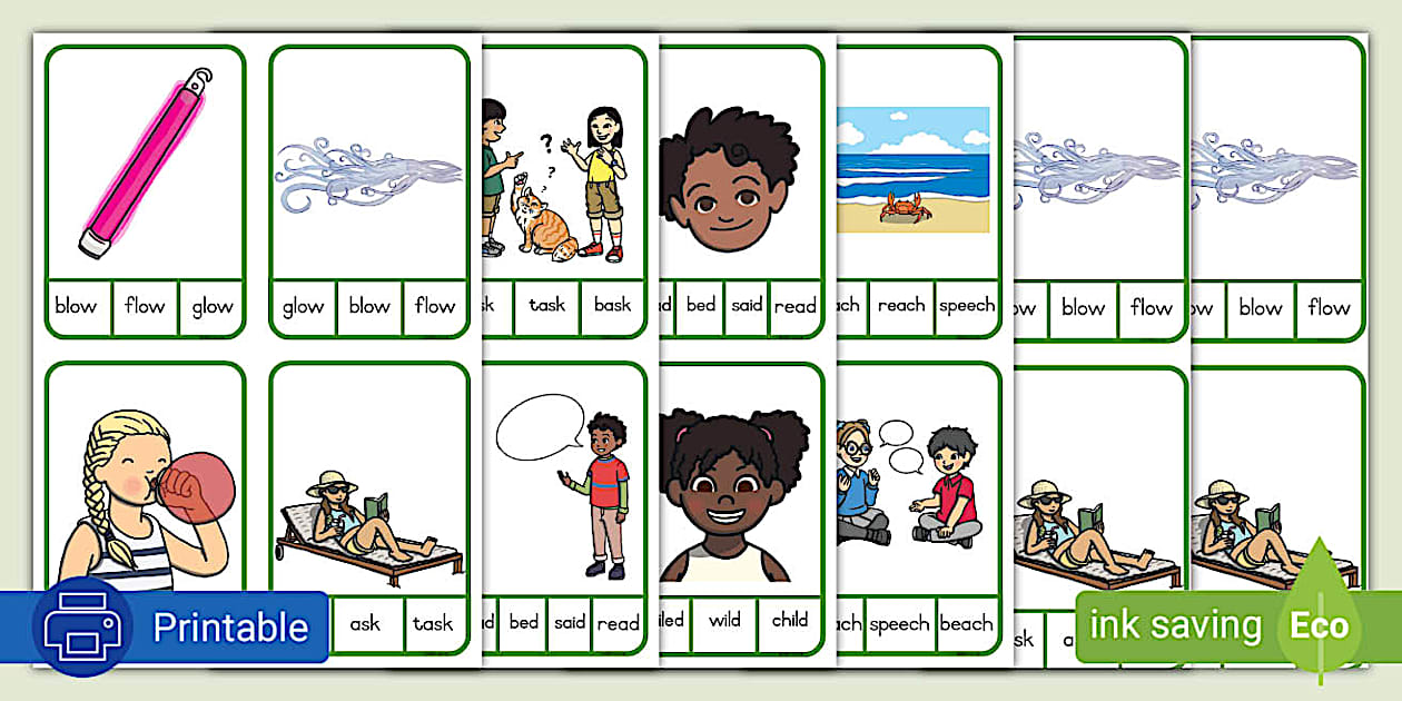 Grade 3 Phonics: Rhyming words peg card activity