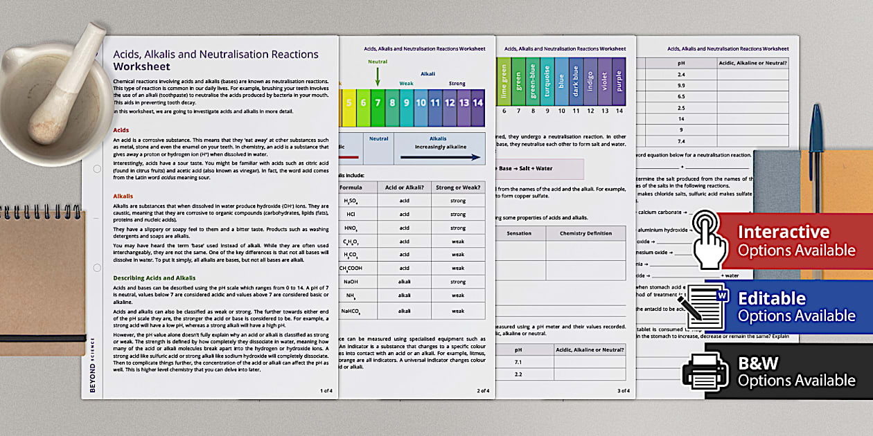 Acids and Alkalis Worksheet (Teacher-Made) - Twinkl