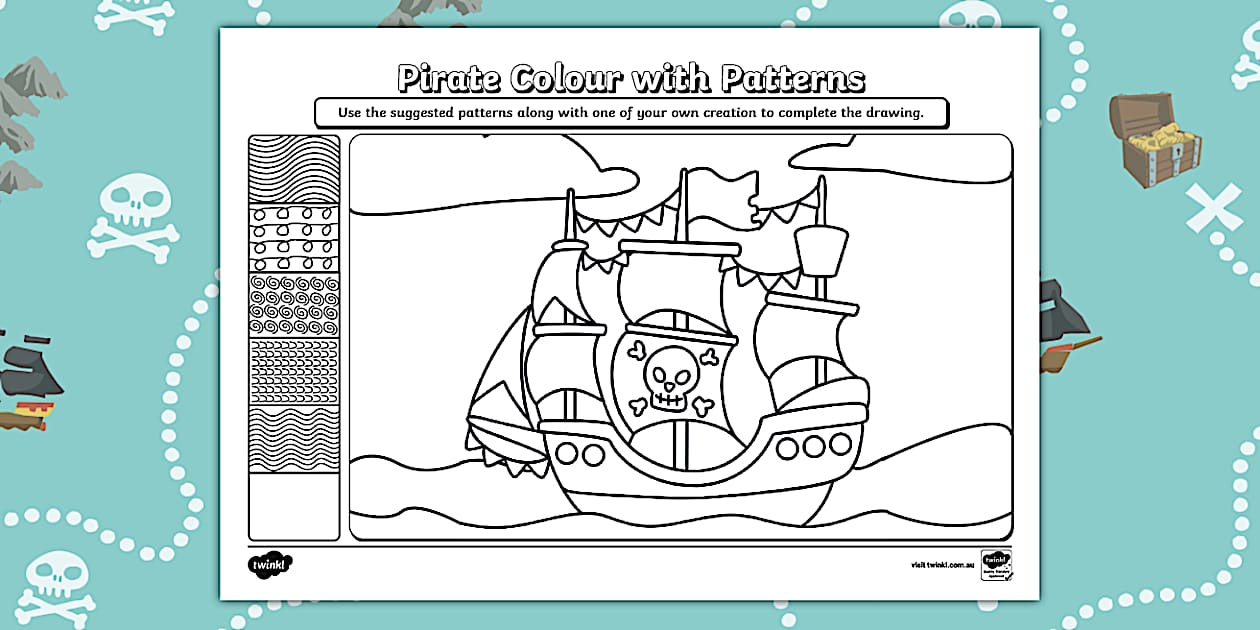 Pirate Colour with Patterns Activity - Twinkl