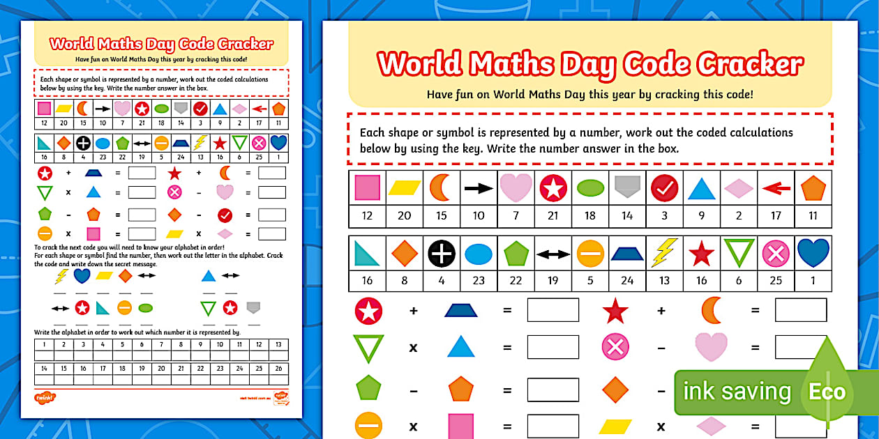 World Maths Day Code Cracker (teacher made) - Twinkl