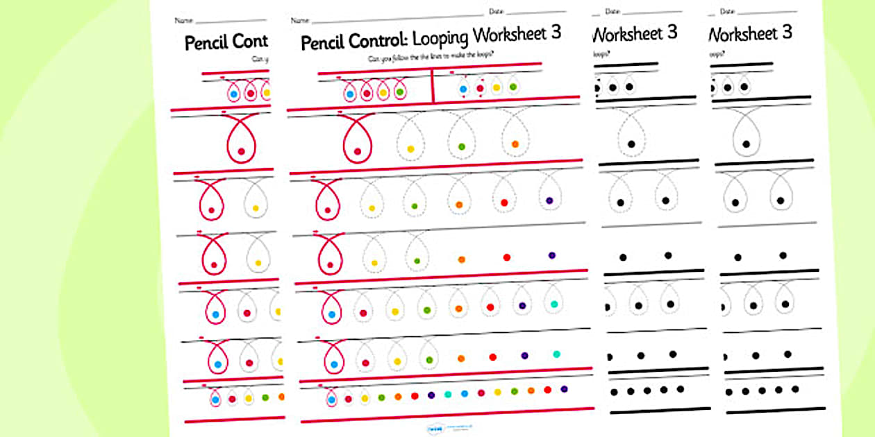 Black and White Pencil Control Looping Worksheet 3 - Twinkl