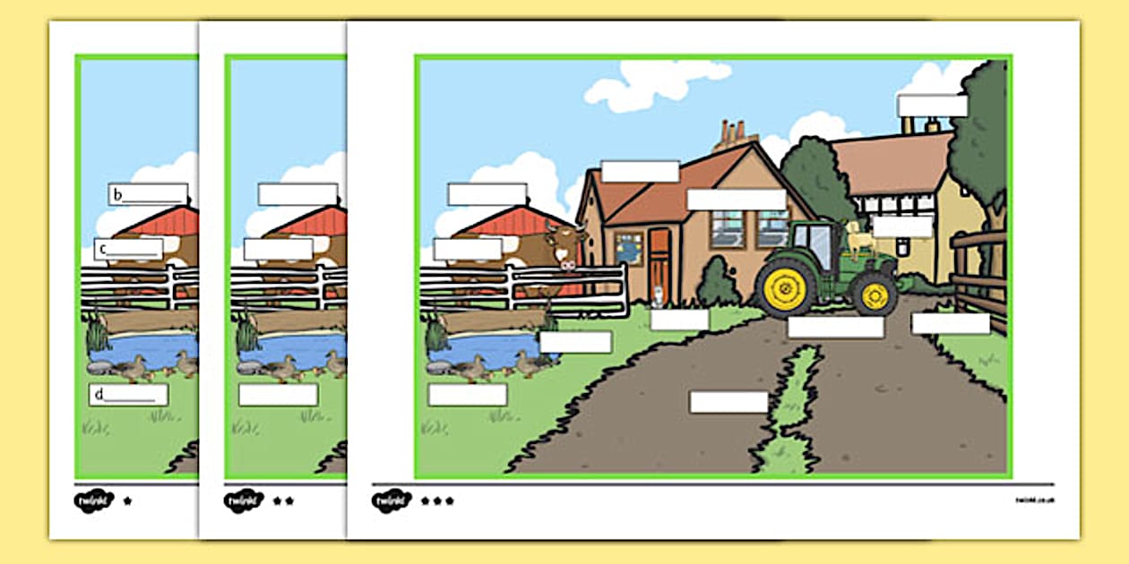 At The Farm Differentiated Labeling Activity (Teacher-Made)