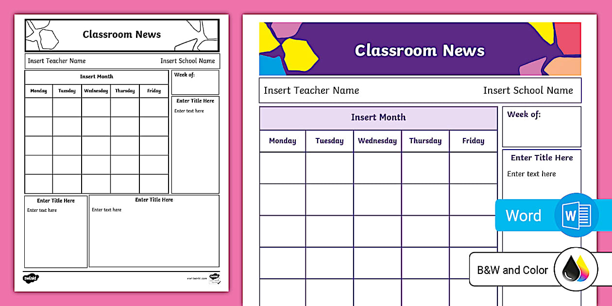 Editable Bright Terrazzo Theme Newsletter (teacher made)