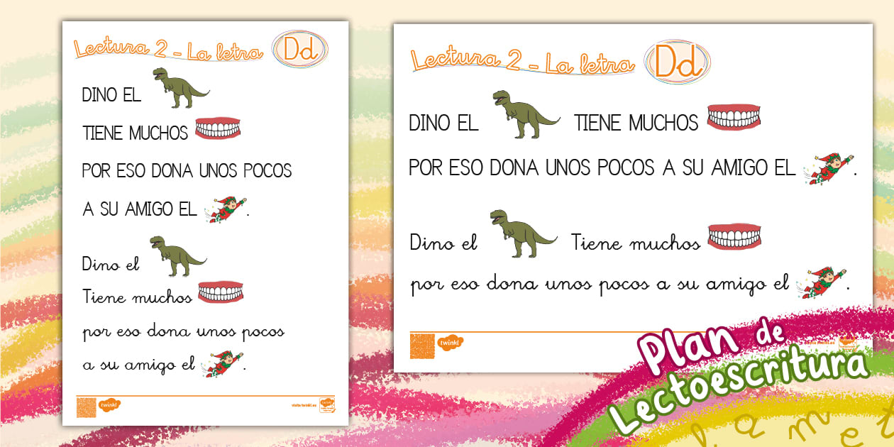 Plan de lectoescritura: La letra D - Lectura 2 - Twinkl